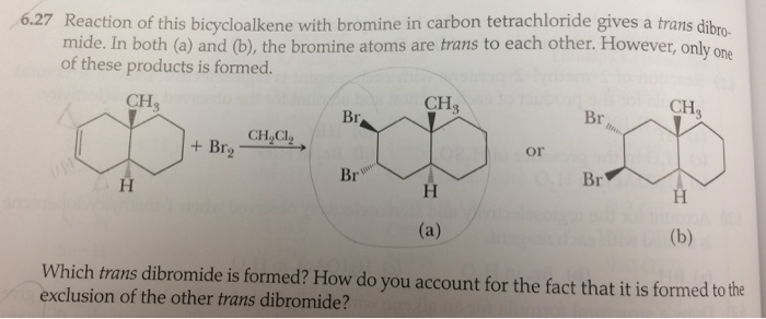 Solved Reaction of this bicycloalkene with bromine in carbon | Chegg.com