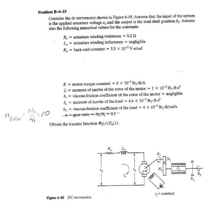 Consider the dc servomotor shown in Figure 6-85. | Chegg.com