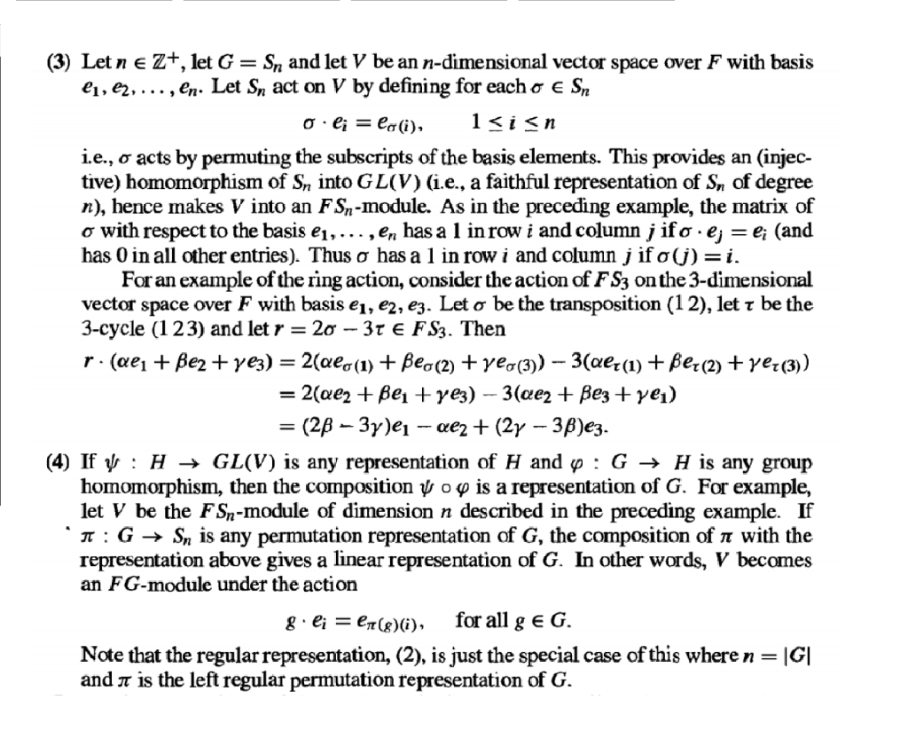 7. Let V be the 4-dimensional permutation module for | Chegg.com