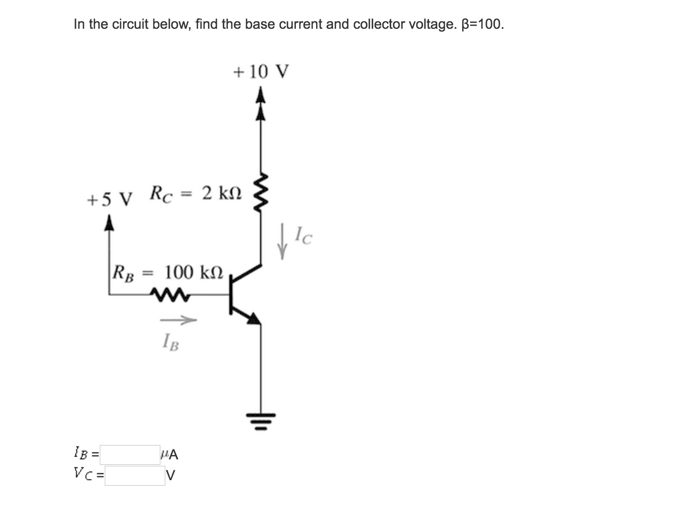 Solved In the circuit below, find the base current and | Chegg.com