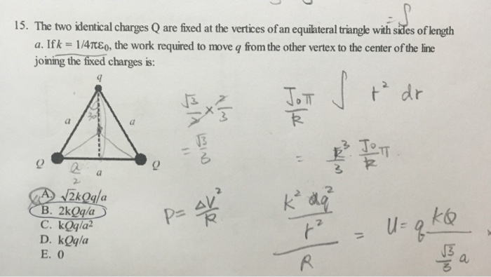 Solved The two identical charges Q are fixed at the vertices | Chegg.com