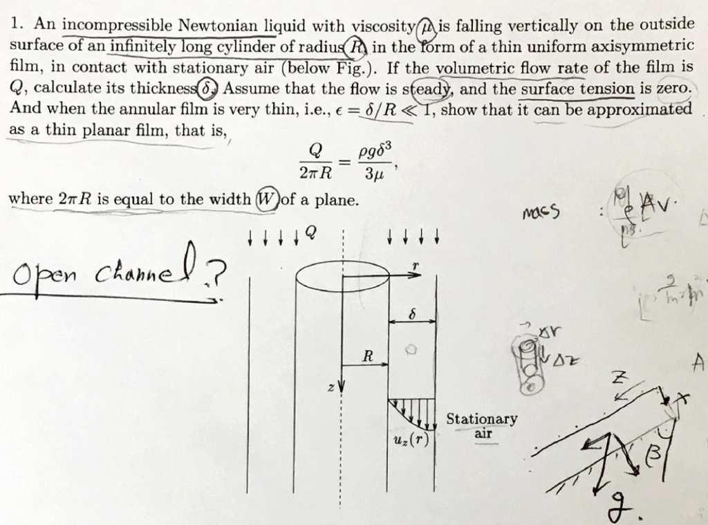 Solved 1. An incompressible Newtonian liquid with viscosity | Chegg.com