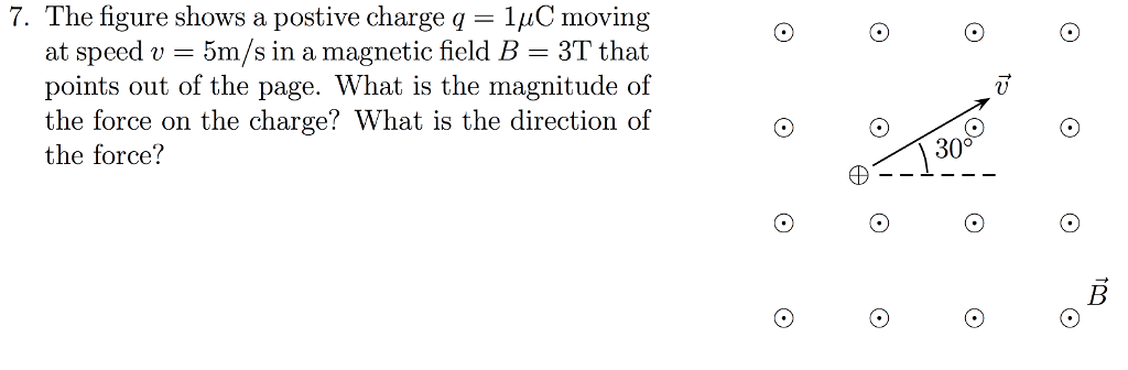 Solved 7. The figure shows a postive charge q-1 ?C moving at | Chegg.com
