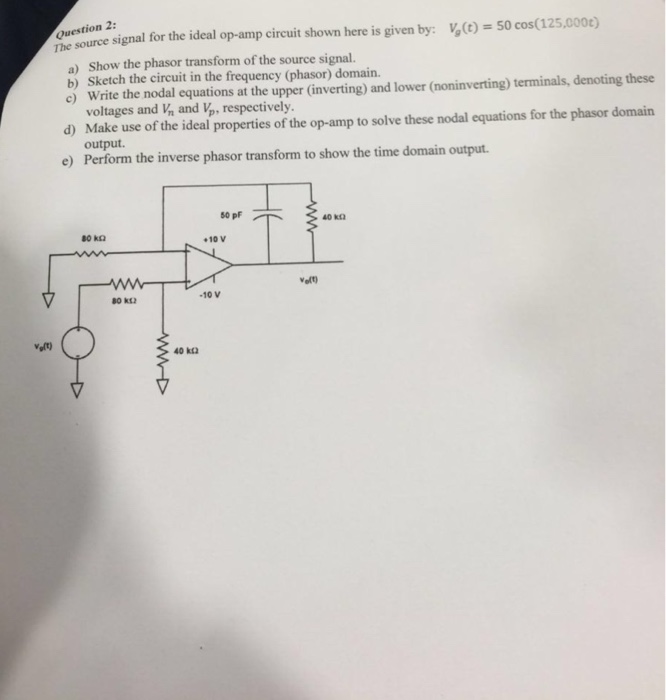 Solved Resource signal for the ideal op-amp circuit shown | Chegg.com