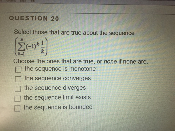 Solved Select those that are true about the sequence | Chegg.com