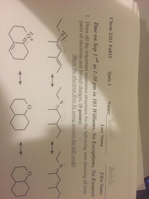 Solved Chem 2261 Fall15 Quiz 2 Name: Last Name First Name | Chegg.com