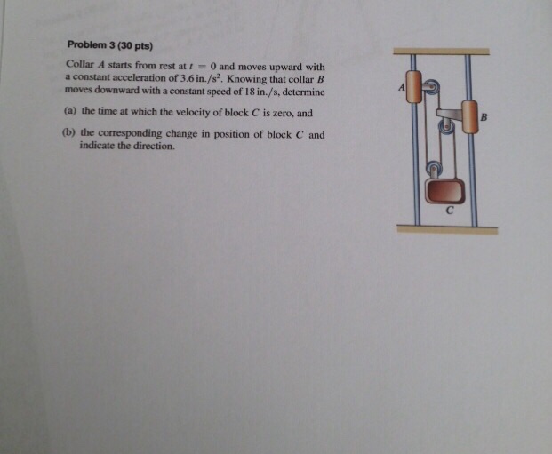 Solved Problem 3 Collar A starts from rest at t = 0 and | Chegg.com