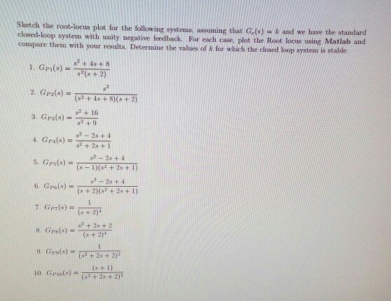 Solved Sketch the root-locus plot for the following systems, | Chegg.com