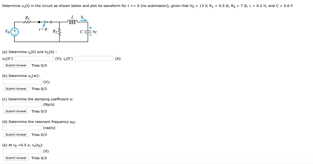 Solved Determine vc(t) in the circuit as shown below and | Chegg.com