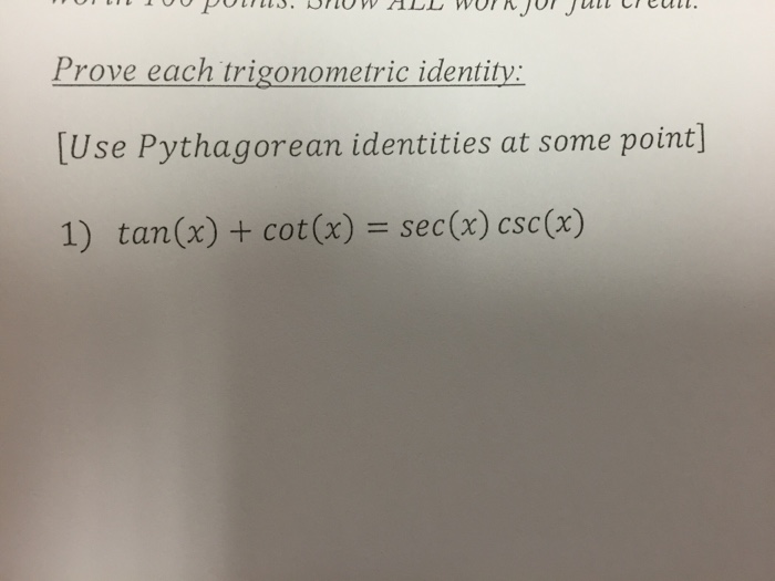 Solved Use Pythagorean identities at some point tan (x) + | Chegg.com