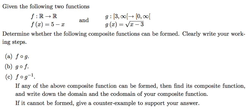 Solved Given The Following Two Functions F R Rightarrow R 
