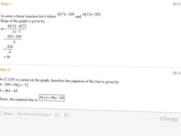 Solved write an equation for a linear function h where | Chegg.com
