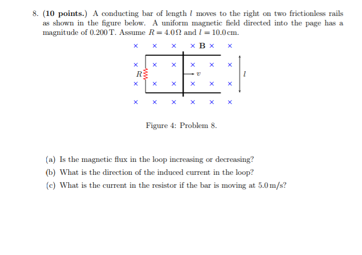 Solved A conducting bar of length l moves to the right on | Chegg.com