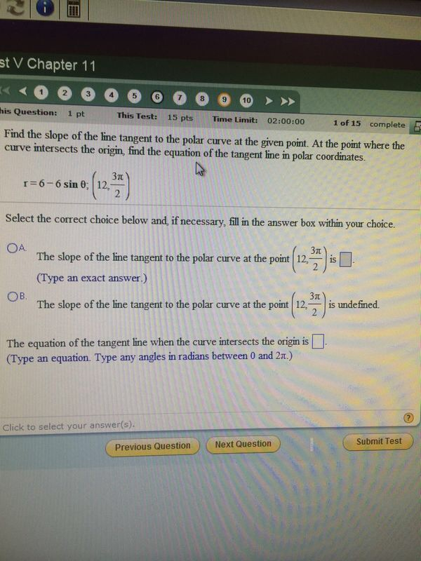 Solved Find the slope of the line tangent to the polar curve | Chegg.com