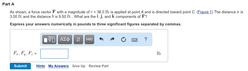 Solved Part A As shown, a force vector F with a magnitude of | Chegg.com
