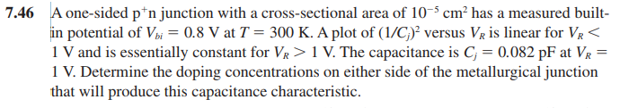 Solved 7.46 A one-sided p*n junction with a cross-sectional | Chegg.com