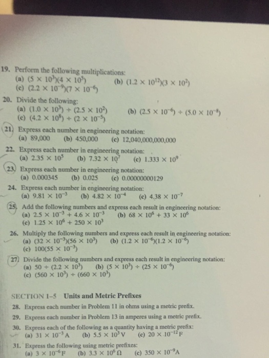 Solved SECTION I-4 Scientific and Engineering Notation 11. | Chegg.com