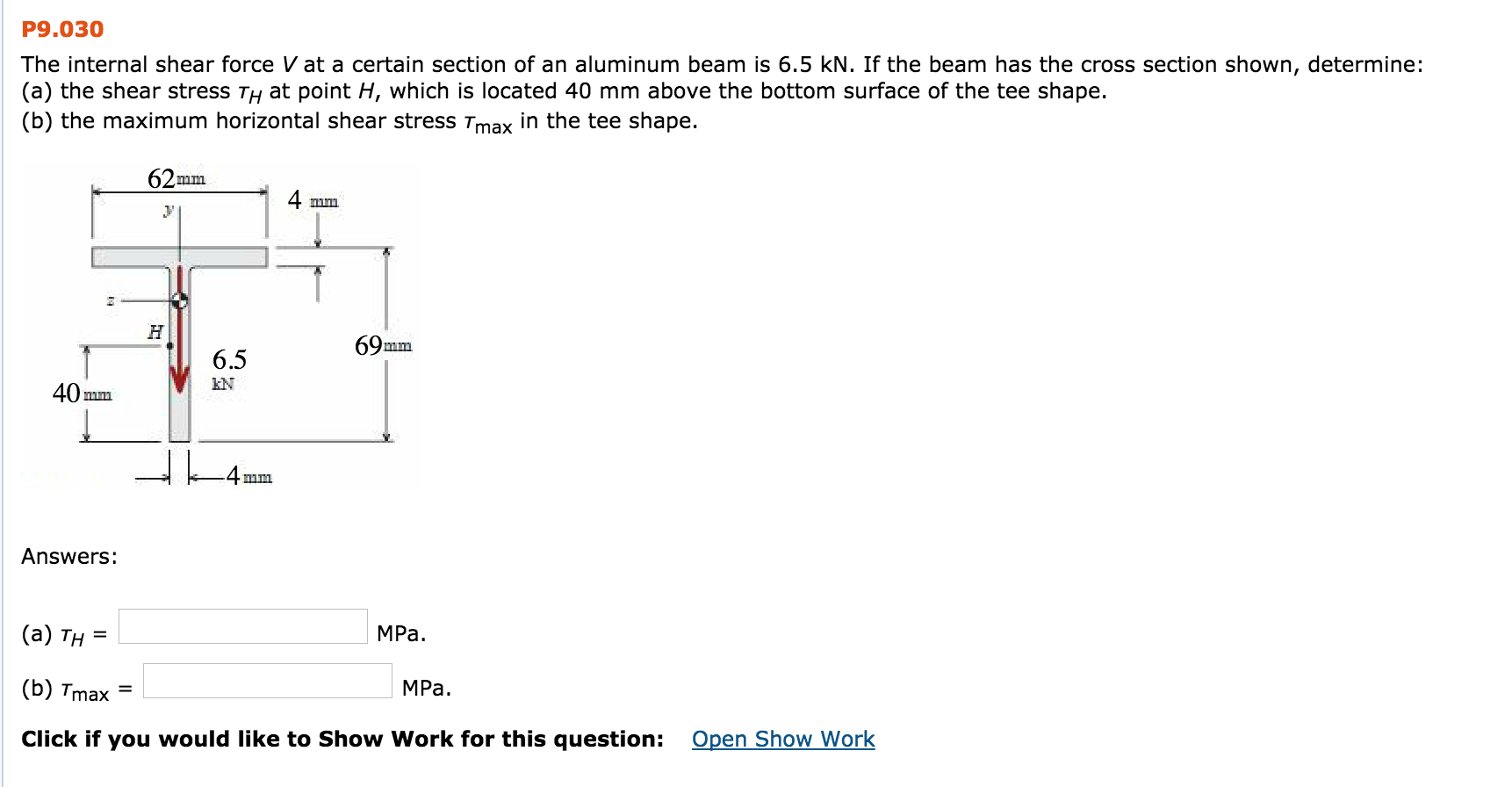 Solved P9.030 The internal shear force V at a certain | Chegg.com
