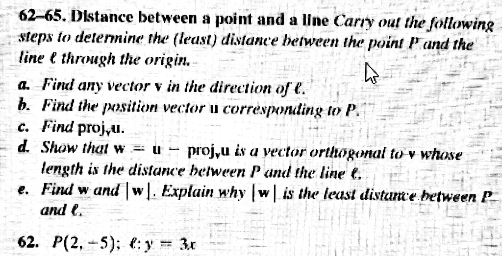 Solved Distance between a point and a line Carry out the | Chegg.com
