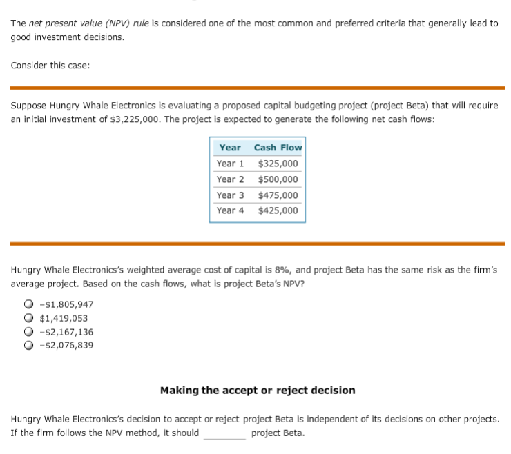 Solved The net present value (NPV) rule is considered one of | Chegg.com