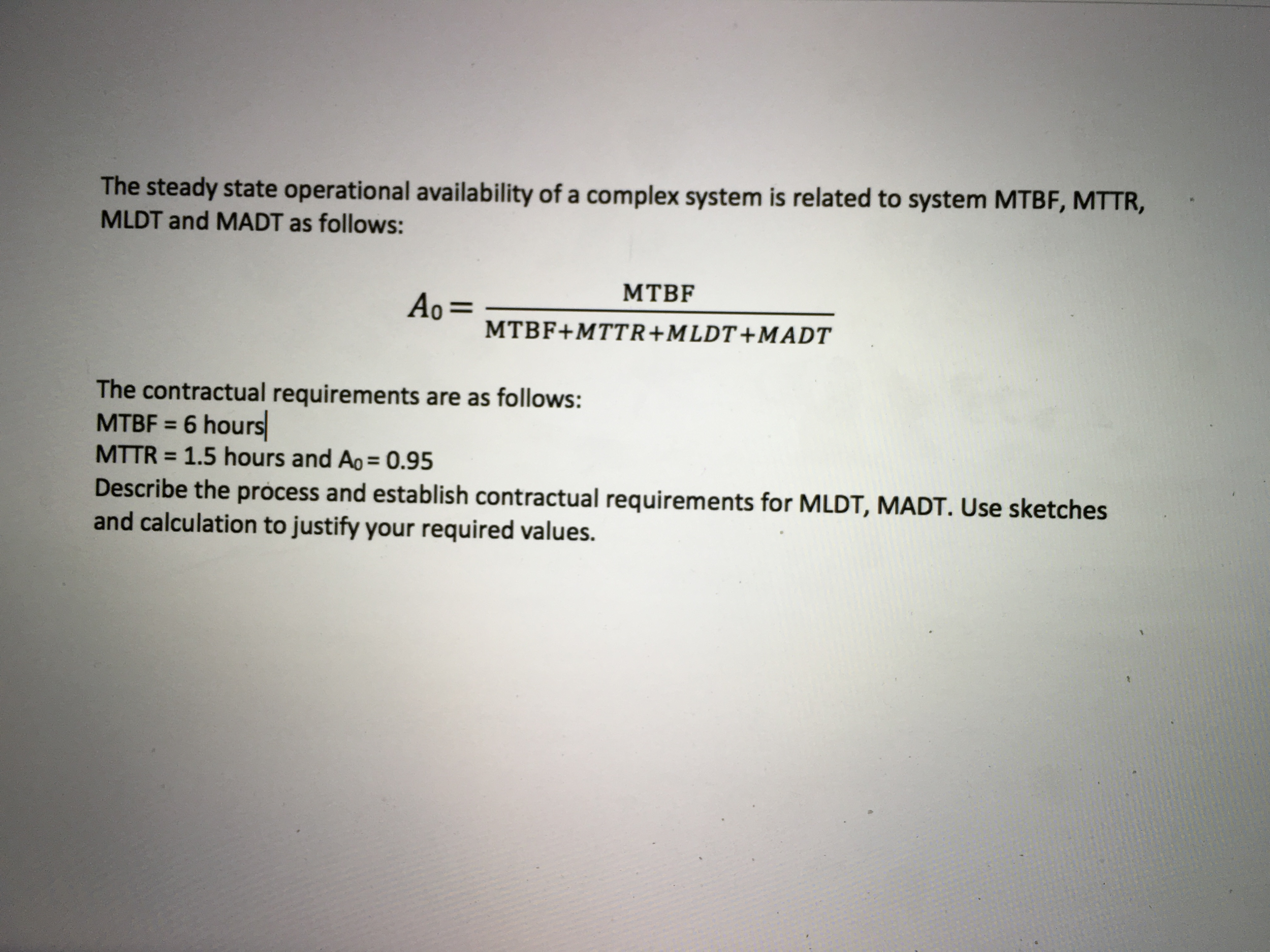 Solved The steady state operational availability of a | Chegg.com