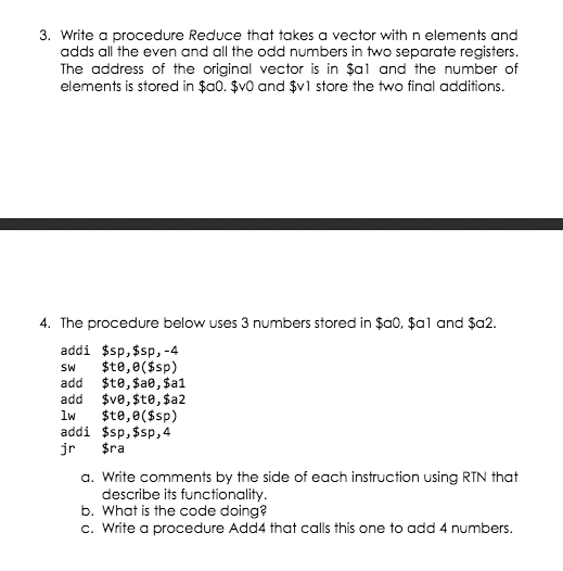 Solved Write a procedure Reduce that takes a vector with n | Chegg.com