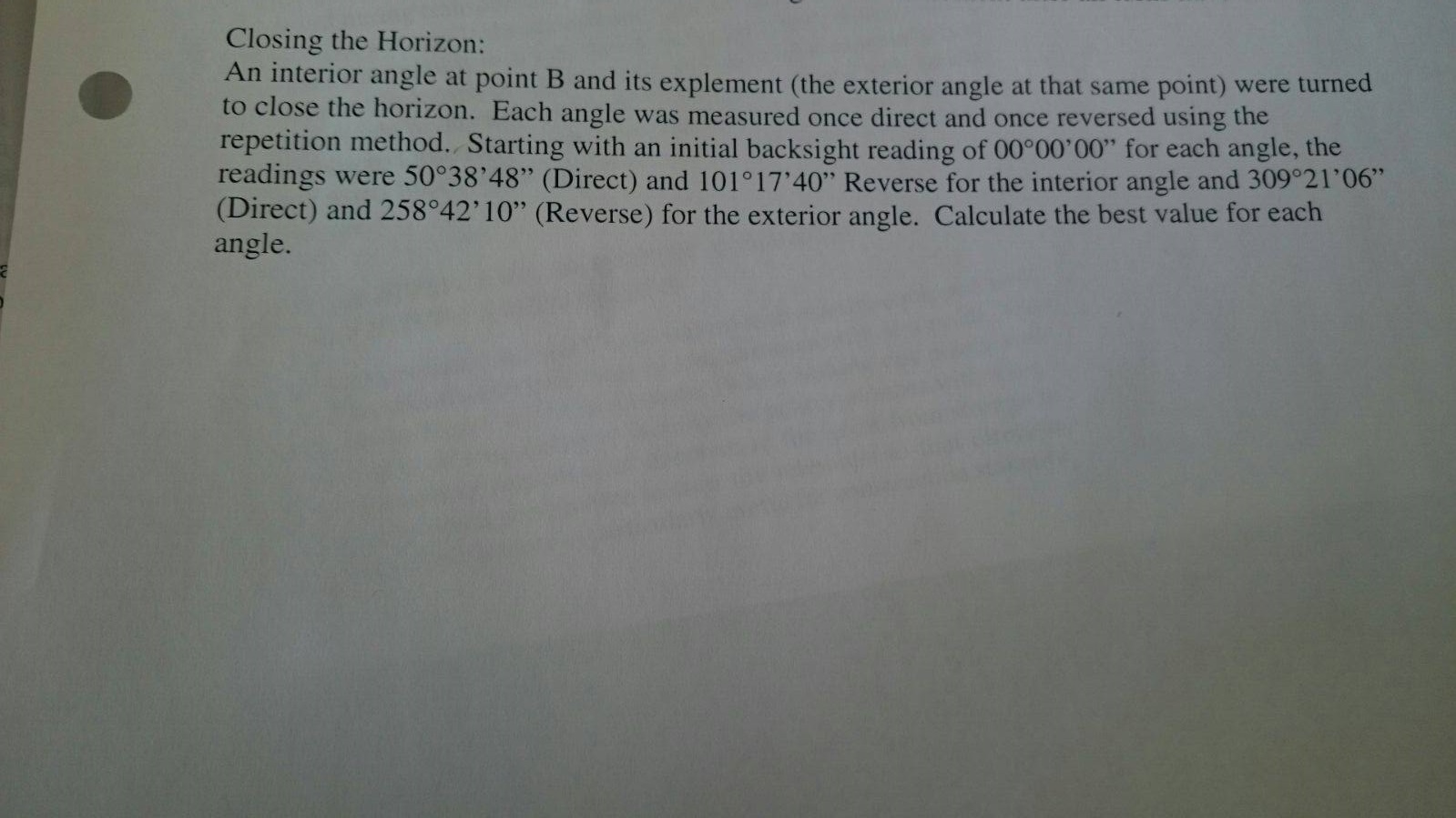 An interior angle at point B and its explement (the | Chegg.com