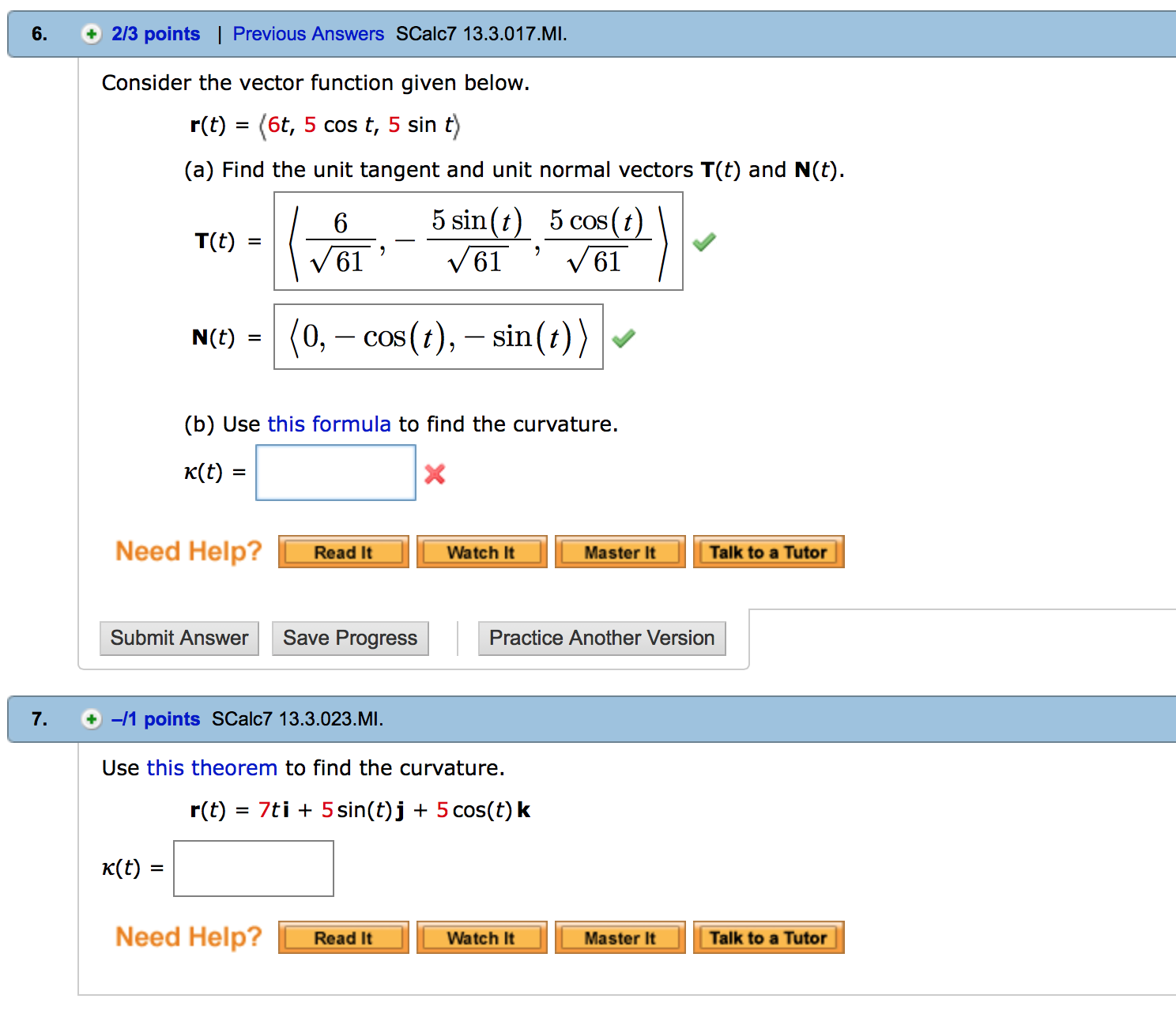 Solved Consider The Vector Function Given Below Rt 6t 4109