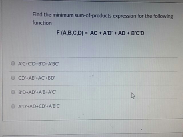 Solved Find the standard product-of-sums expression of the | Chegg.com