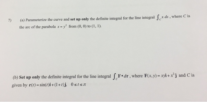 Solved Parameterize the curve and set up only the definite | Chegg.com