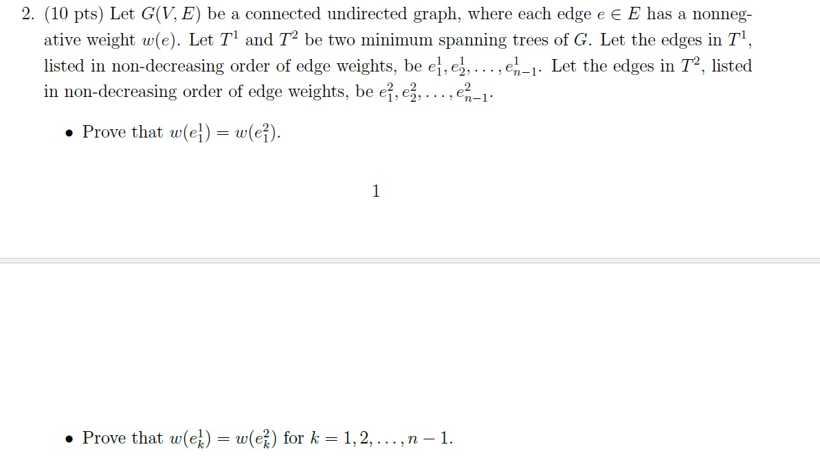 Solved Let G(V. E) be a connected undirected graph, where | Chegg.com