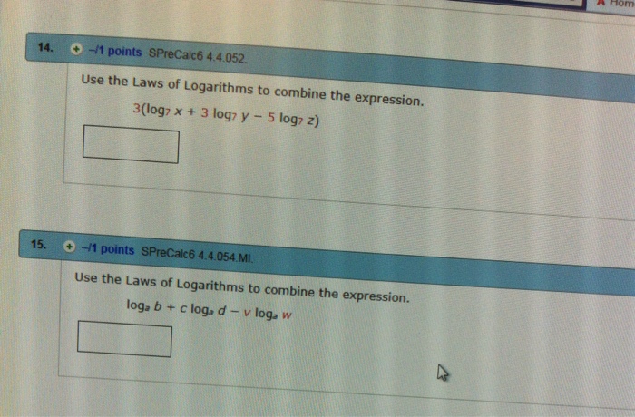Solved Use the Laws of Logarithms to combine the expression. | Chegg.com