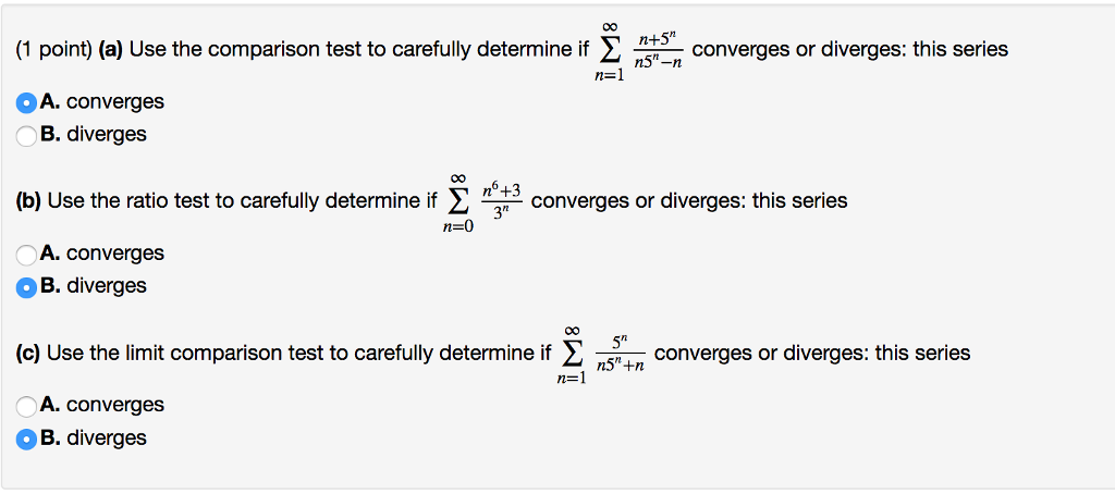 Solved (1 point) (a) Use the comparison test to carefully | Chegg.com