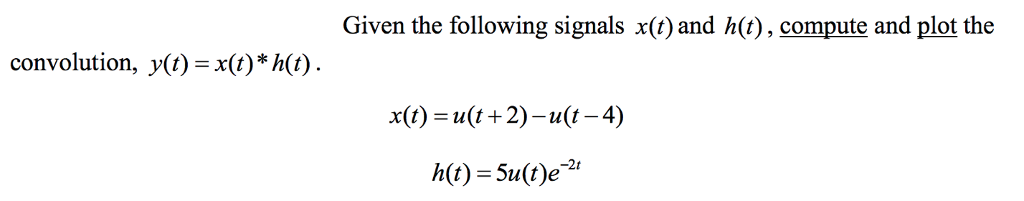 Solved Given the following signals x(t) and h(t), compute | Chegg.com