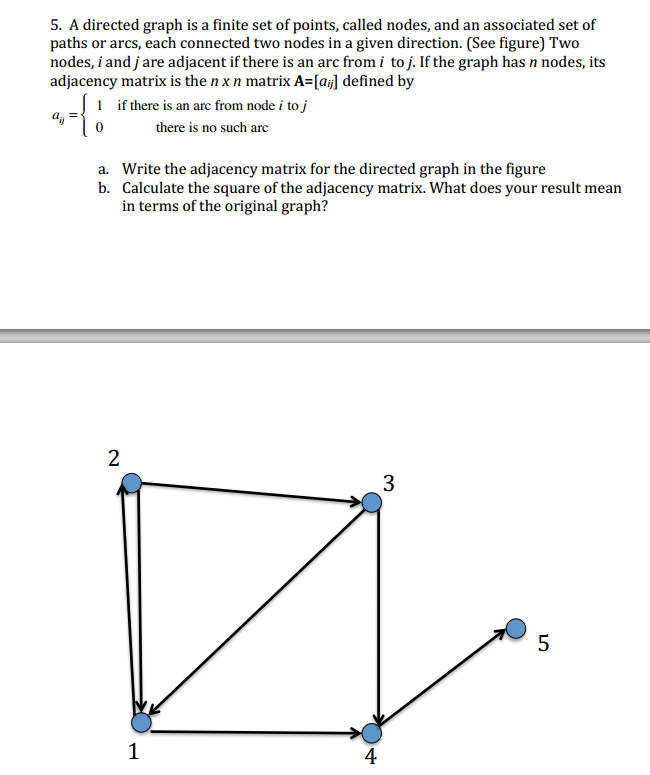 Solved 5. A directed graph is a finite set of points, called | Chegg.com