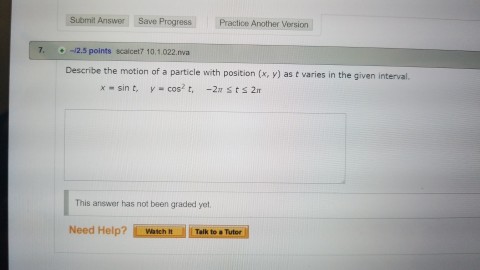 Solved Describe the motion of a particle with position (x, | Chegg.com
