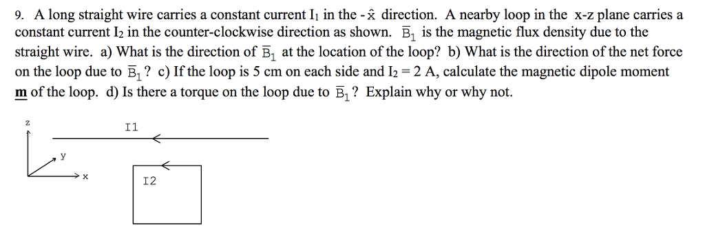 A long straight wire carries a constant current I_1 | Chegg.com