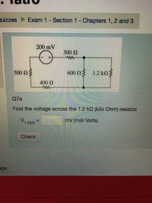 Solved Find the voltage across the 1.2 k ohm (kilo Ohm) | Chegg.com