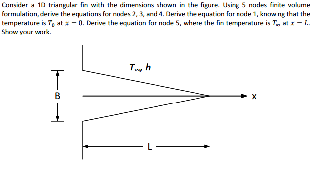 Solved Consider a 1D triangular fin with the dimensions | Chegg.com
