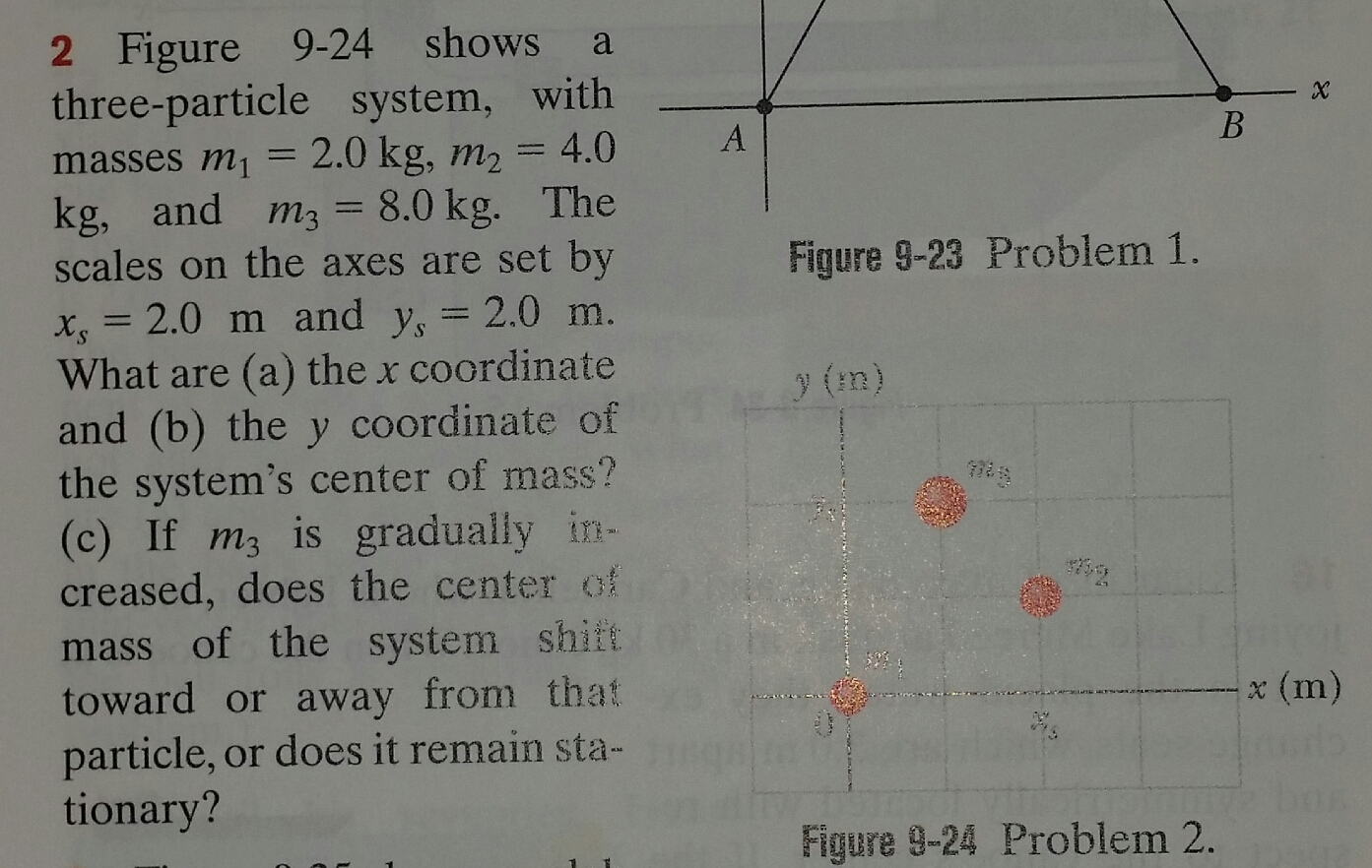 Solved 2 Figure 9-24 shows a three-particle system, with | Chegg.com