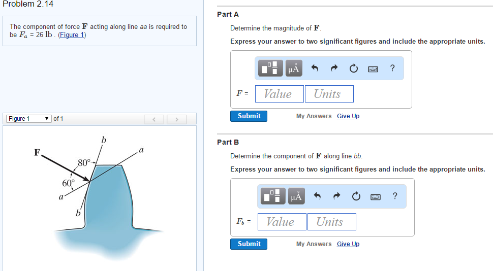 Solved The component of force F acting along line as is | Chegg.com