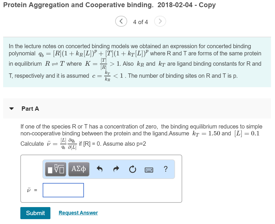 Solved Protein Aggregation and Cooperative binding. | Chegg.com