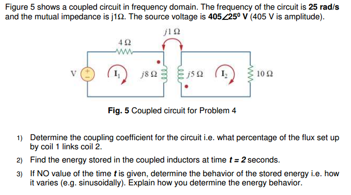 Solved Figure 5 shows a coupled circuit in frequency domain. | Chegg.com