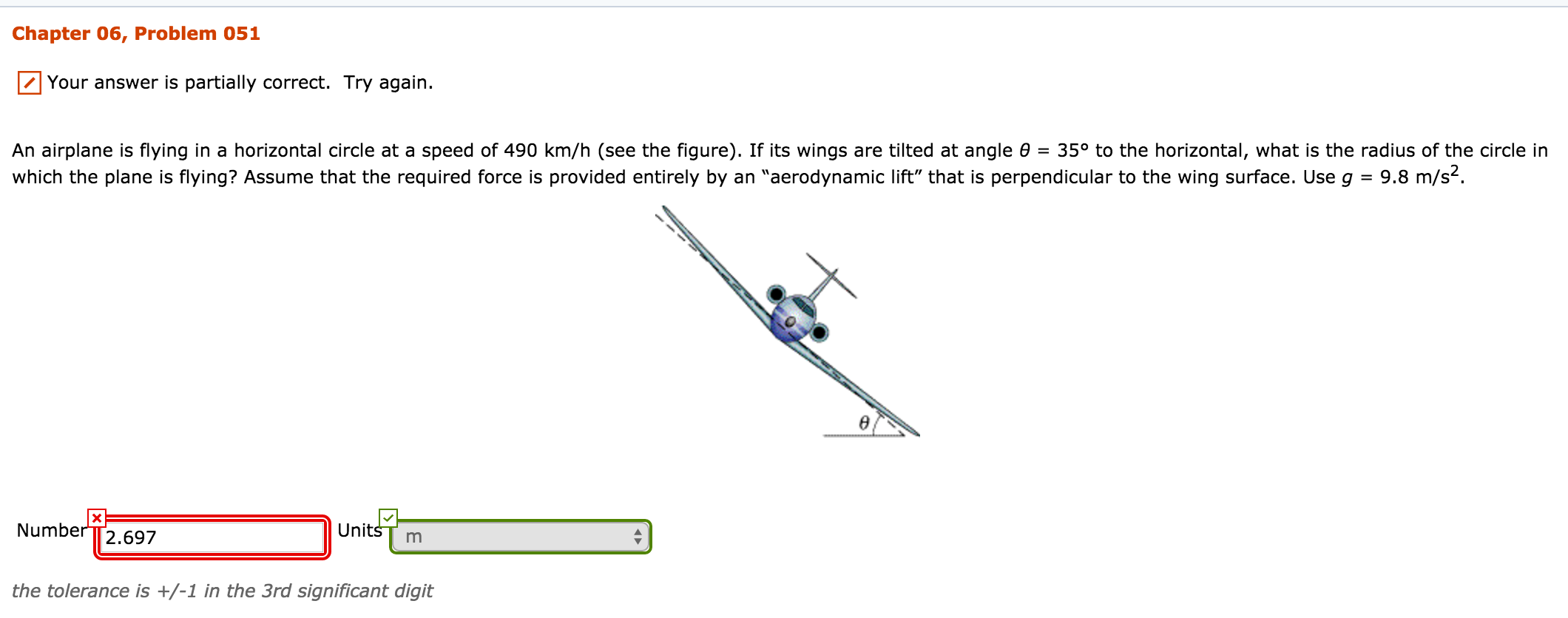 Solved An airplane is flying in a horizontal circle at a | Chegg.com