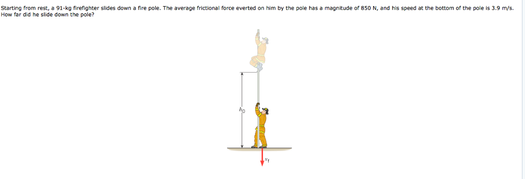 Solved Starting from rest, a 91-kg firefighter slides down a | Chegg.com
