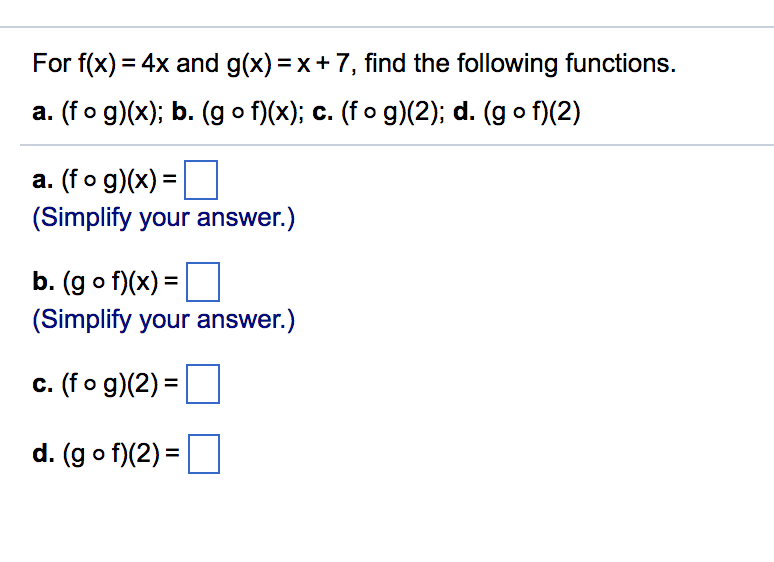 Solved The Functions F And G Are Defined By The Following