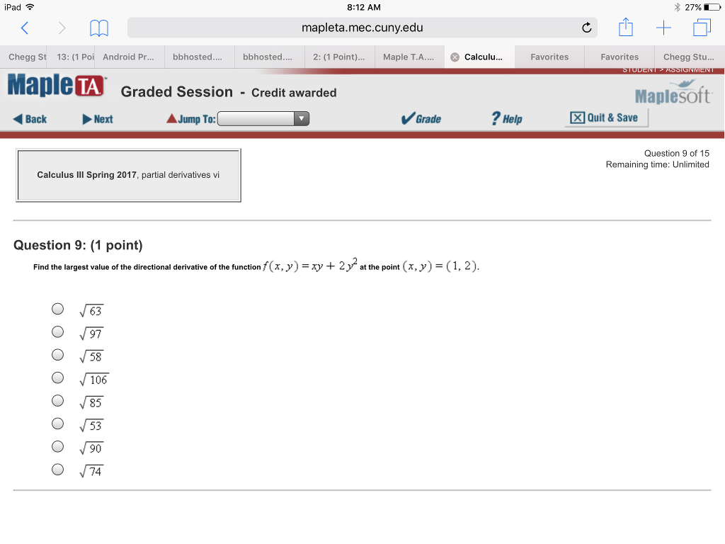 Solved iPad 27% 8:12 AM mapleta mec cuny edu Chegg st 13: (1 | Chegg.com