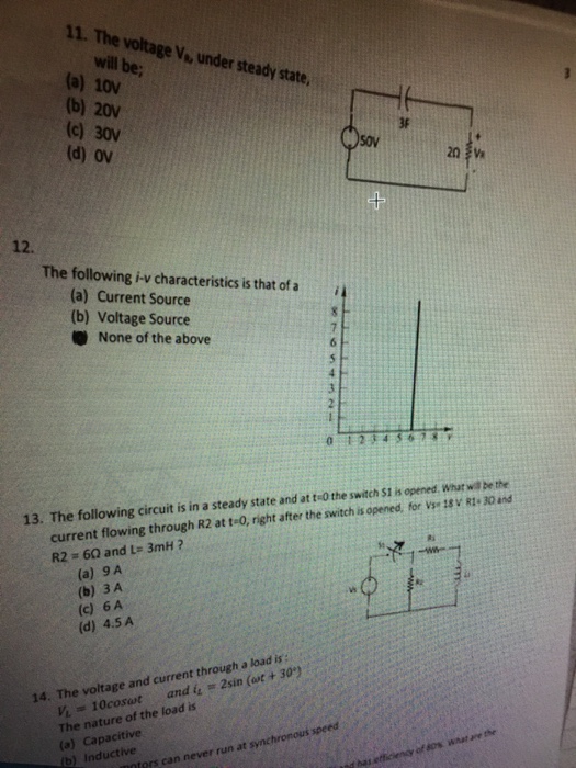 Solved The voltage V_R, under steady state, will be; (a) 10V | Chegg.com