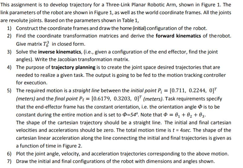 Solved This assignment is to develop trajectory for a | Chegg.com