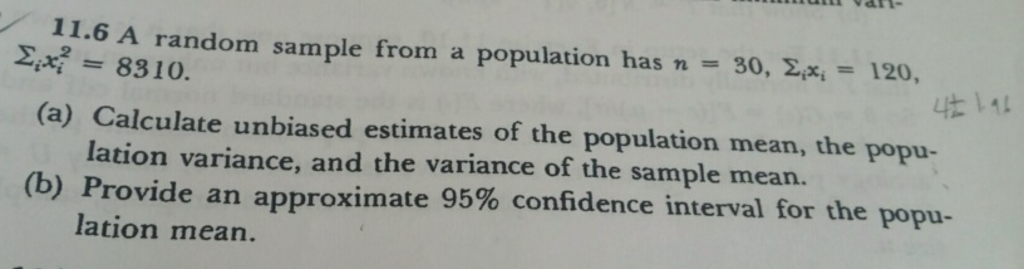 Solved A random sample from a population has n = 30, sigma_i | Chegg.com